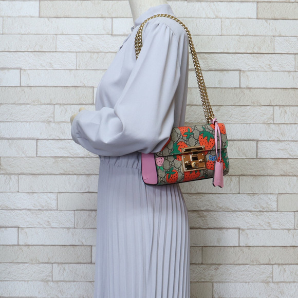 Gucci | Bags | Gucci Strawberry Supreme Tan Bag Gg Shoulder Canvas ...